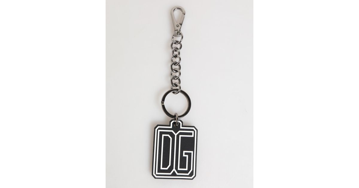 Dolce & Gabbana Black White Dg Rubber Logo Silver Men Keychain Keyring ...