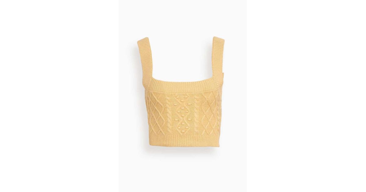 Loulou Studio Silk Dune Cable Knit Bra In Yellow - Lyst
