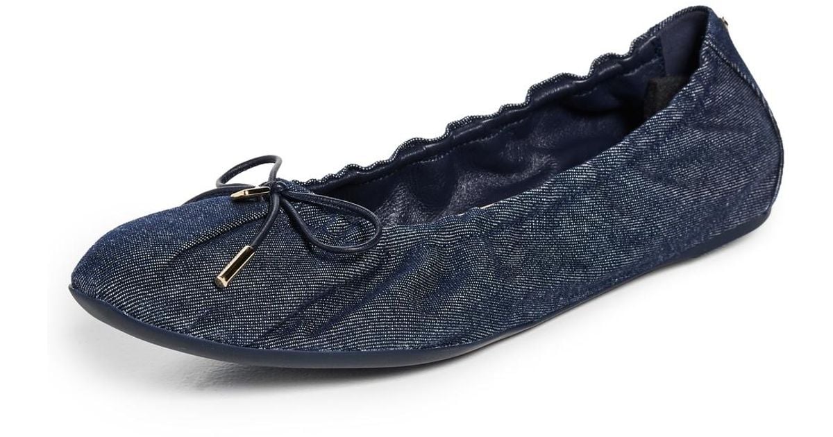 Ferragamo Joelle Denim Flats in Blue | Lyst