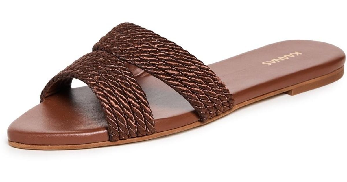 Kaanas Ivy Corded Pointed Toe Slides in Brown | Lyst