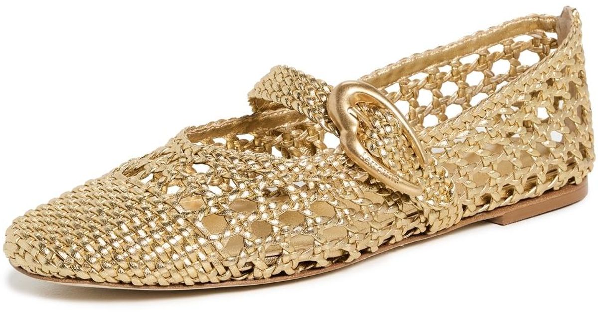 Larroude Verona Macrame Ballet Flats in Metallic | Lyst