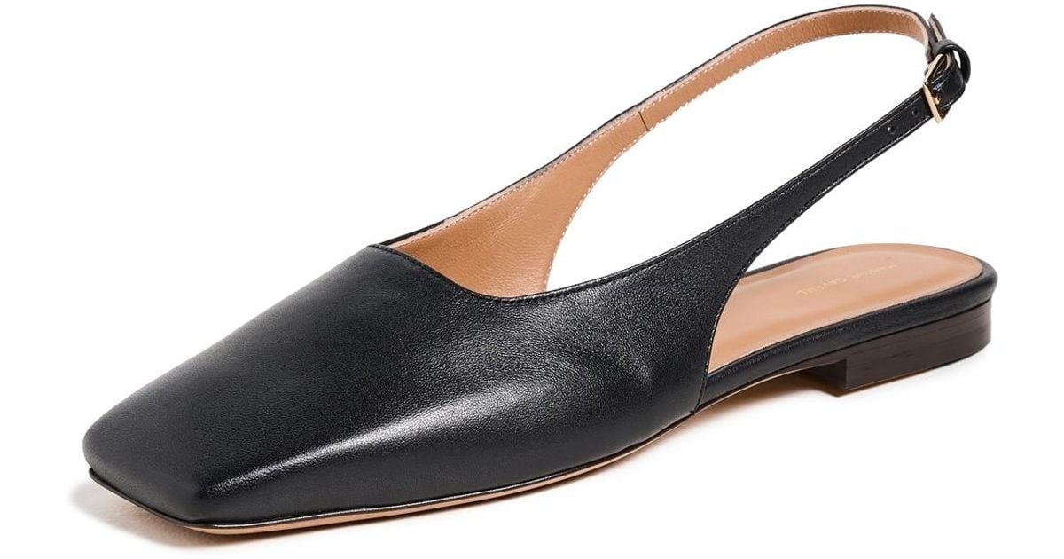 Mansur Gavriel Square Toe Slingback Flats in Black | Lyst