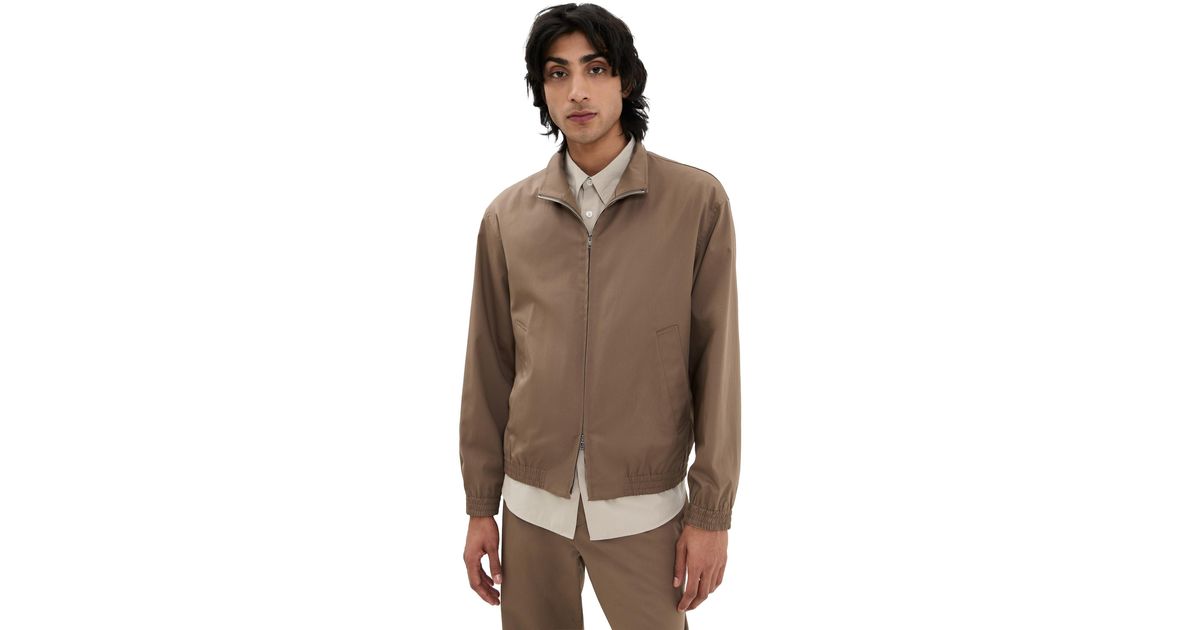 Theory Hanson Twill Zip Jacket in Brown for Men | Lyst