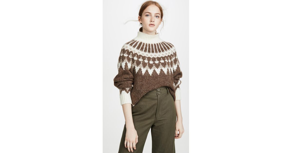 FRAME Alpaca Fair Isle Mock Neck Sweater | Lyst