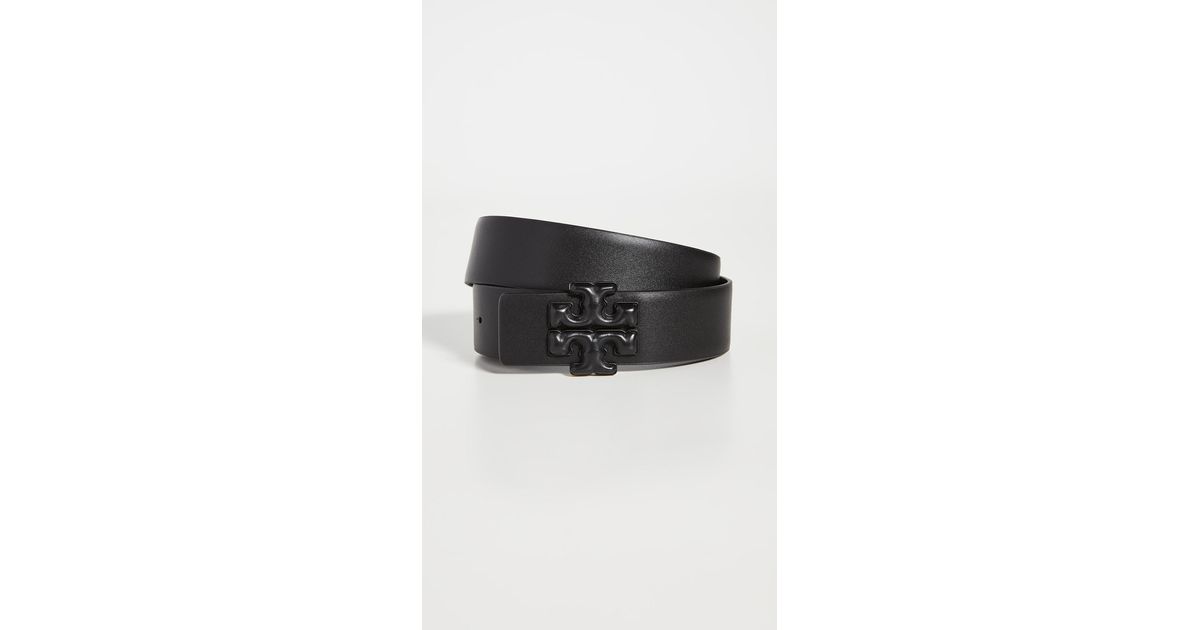 Tory Burch Eleanor Logo Belt in Black | Lyst