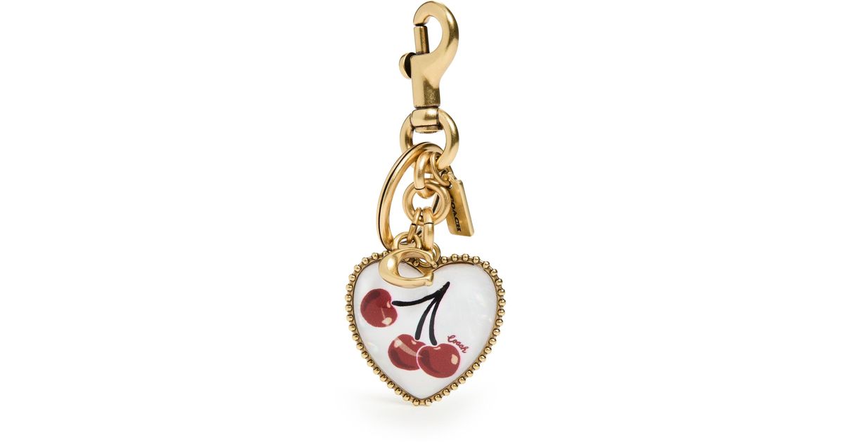 COACH Resin Vintage Heart Cherry Bag Charm Keychain in White | Lyst