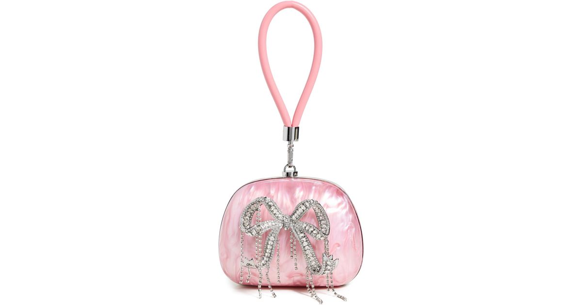 Self-Portrait Pearl Top Handle Clutch Bag in Pink | Lyst