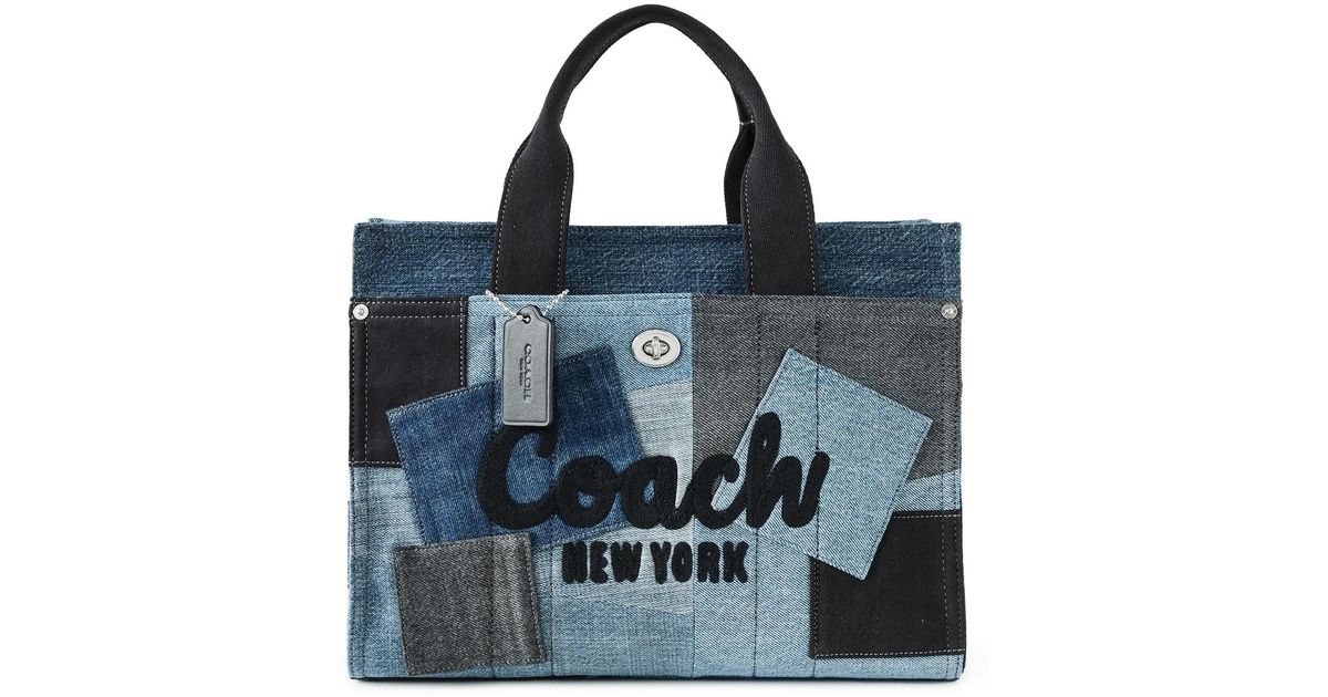 COACH Denim Patchwork Cargo Tote in Blue | Lyst