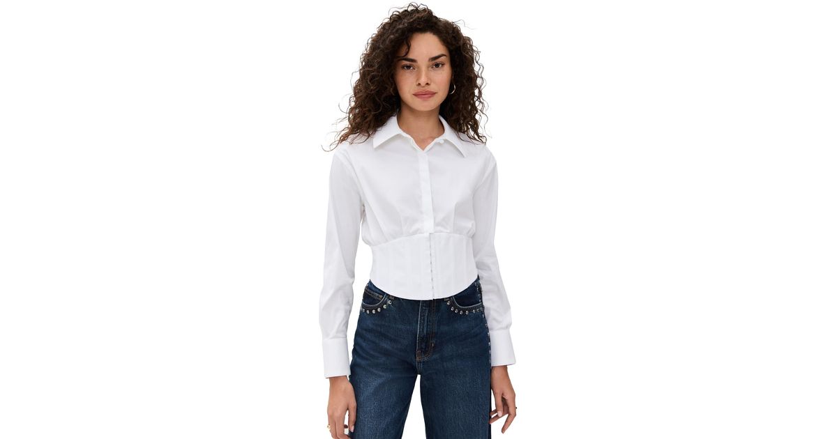 Alice + Olivia Edie Corset Button Down in White | Lyst