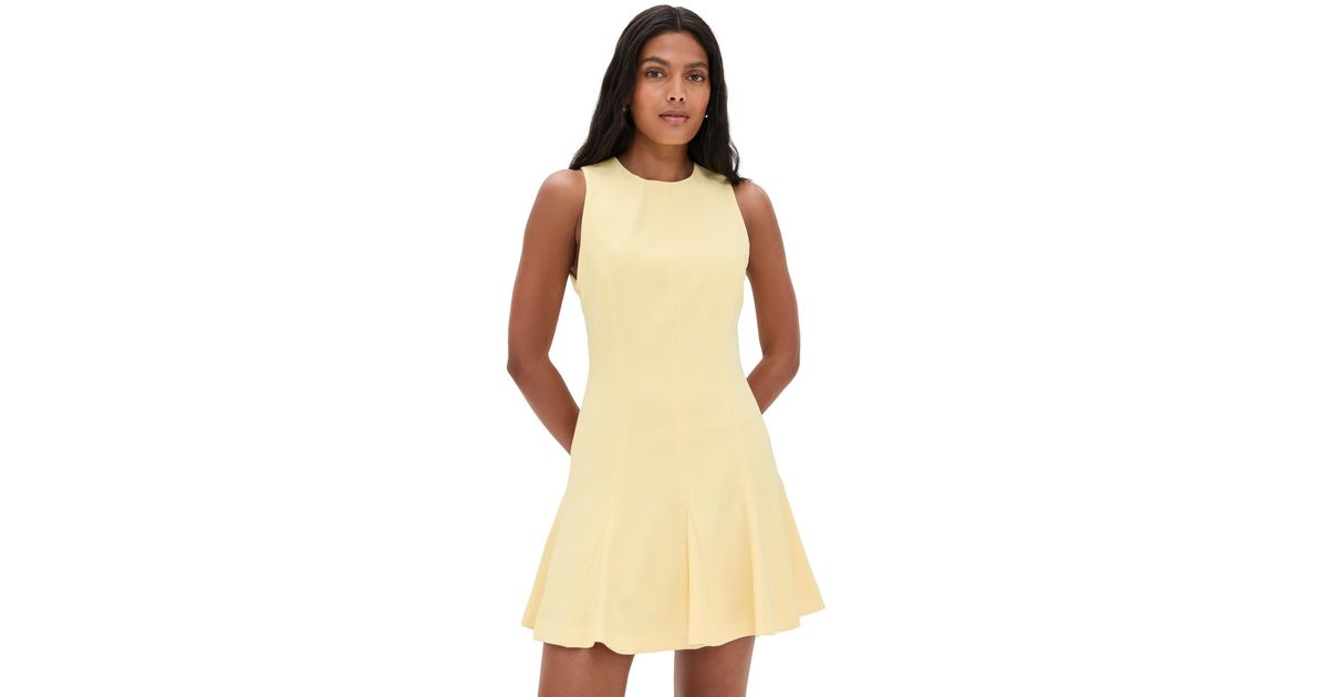 Alice + Olivia Isabelle Seamed Flare Mini Dress in Natural | Lyst
