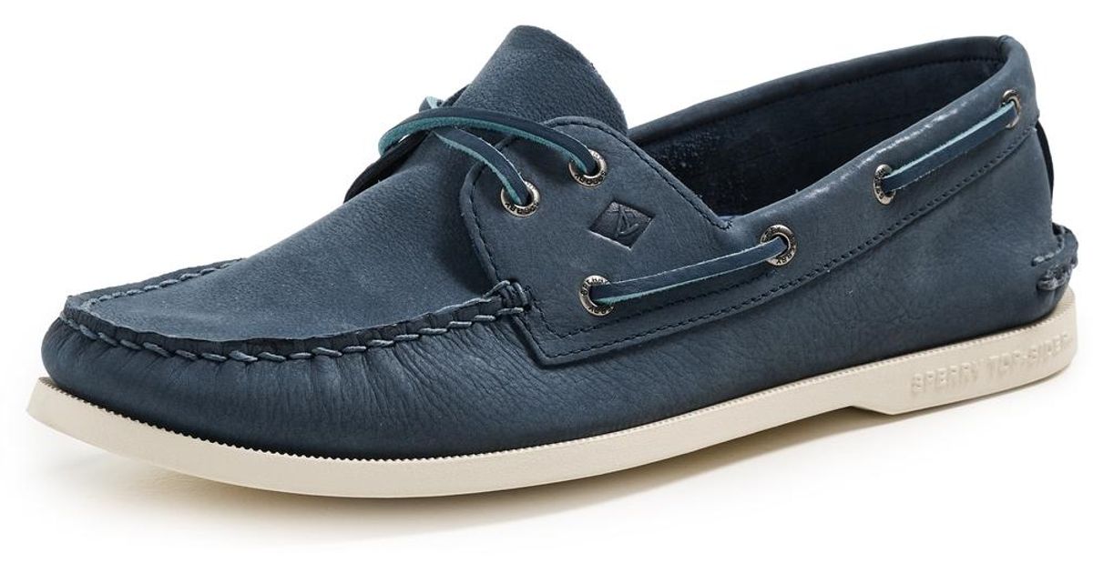 Sperry Top-Sider Authentic Original 2 Eye Nubuck Boat Shoes in Blue for ...