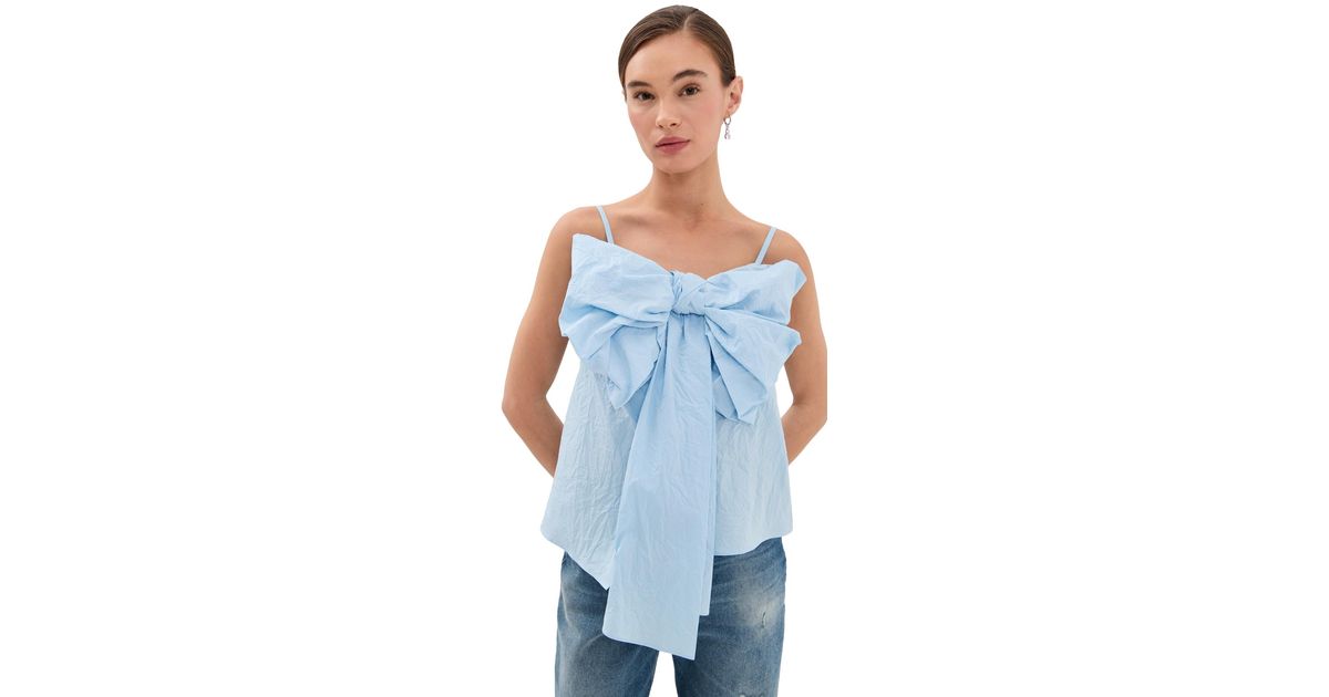 Acne Studios Tanessa Crinkled Cotton Poplin Top in Blue | Lyst