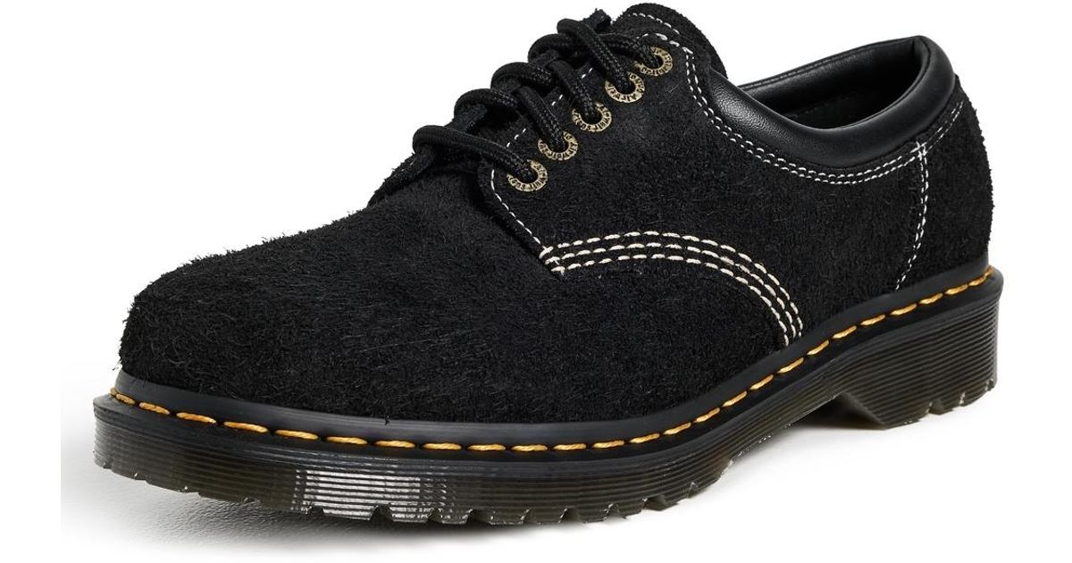 Dr. Martens Long Napped Suede Low Boots in Black | Lyst