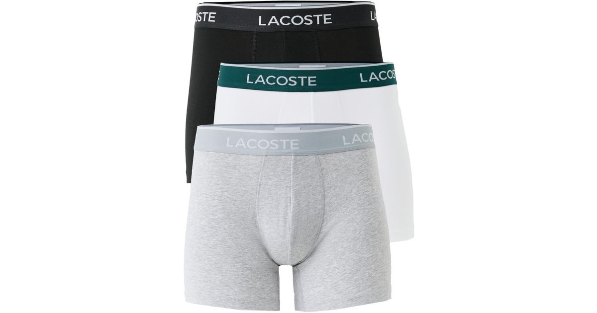 Lacoste Cotton Stretch Jersey Boxer Briefs 3 Pack in Black for Men | Lyst