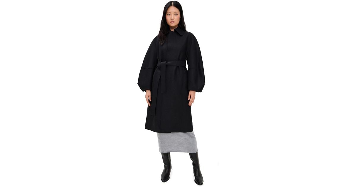 Harris Wharf London Puff Sleeve Pressed Wool Coat in Black | Lyst Canada