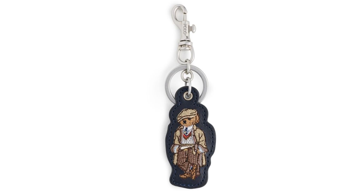 Polo Ralph Lauren Leather Seasonal Bear Keyfob in White for Men | Lyst