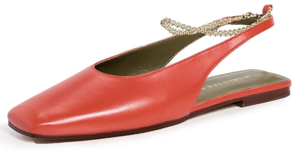 MARIA LUCA Augusta Sling Back Flats in Red | Lyst