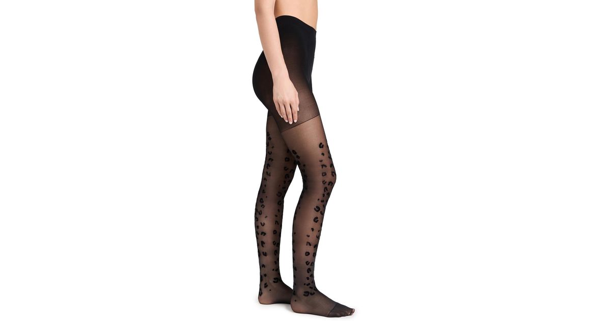 High Heel Jungle Queen Leopard Print Sheer Tights in Black | Lyst