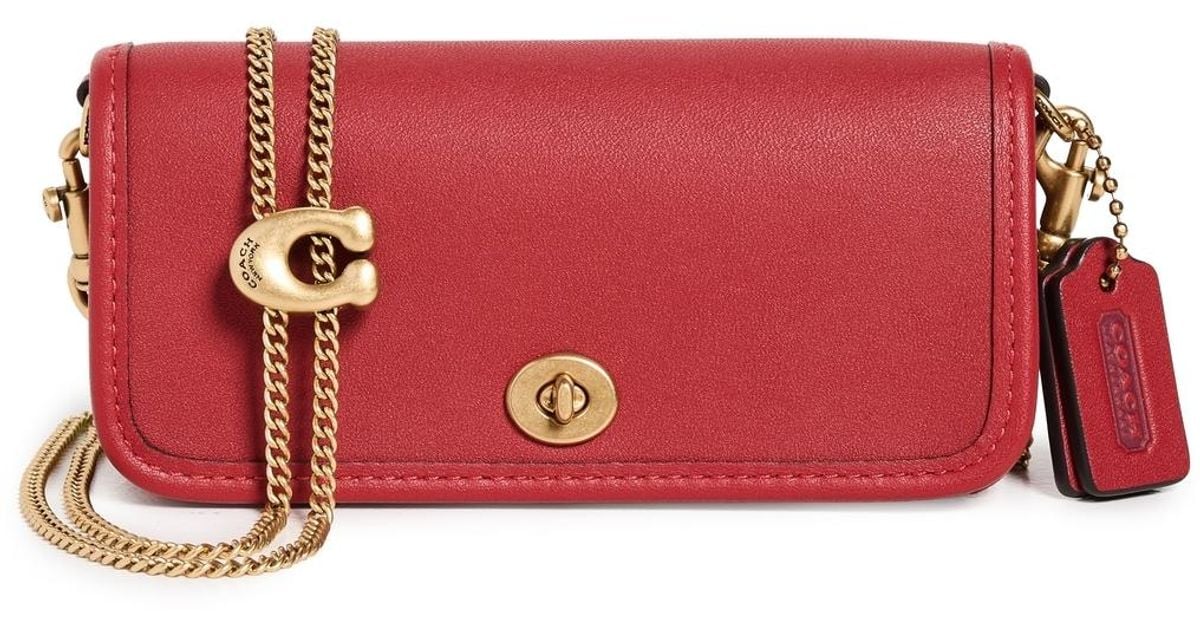 COACH Glovetanned Leather Dinky Bag 14 in Red | Lyst