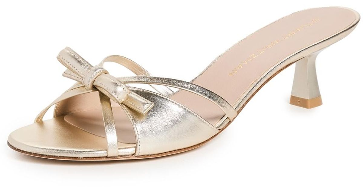 Stuart Weitzman Felicity Bow 0mm Slides in Black | Lyst