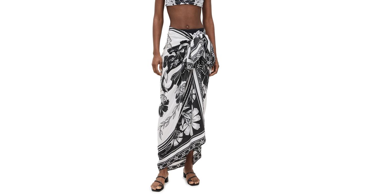 FARM Rio Flower Leopards Panneaux Sarong in Black | Lyst