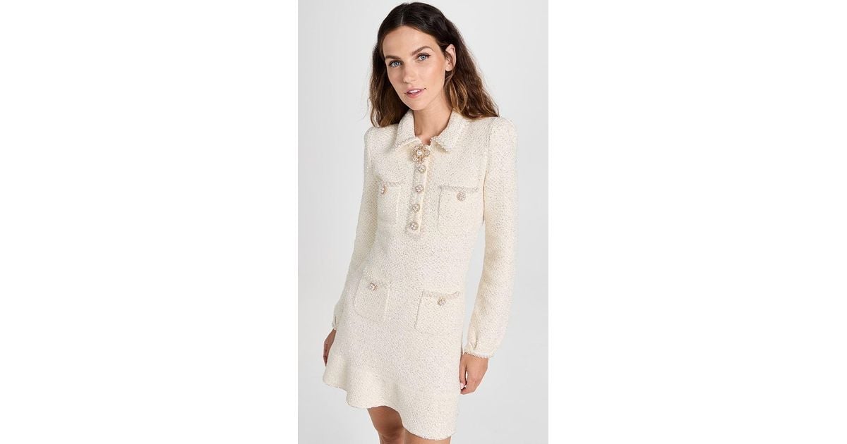 Self-Portrait Sef Portrait Cream Sequin Knit Pear Mini Dress in Natural ...