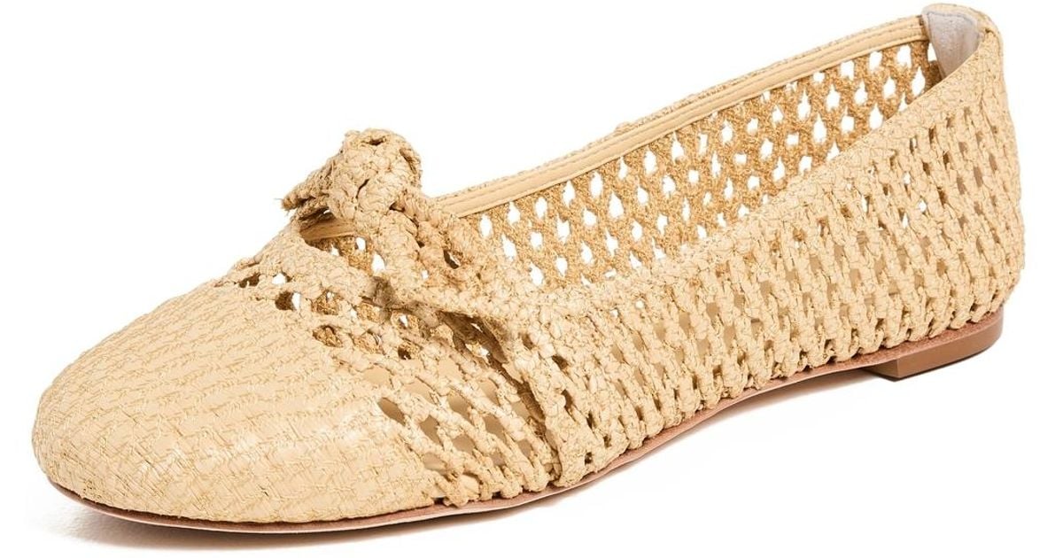 Alexandre Birman Clarita Raffia Ballerina Flats in White | Lyst