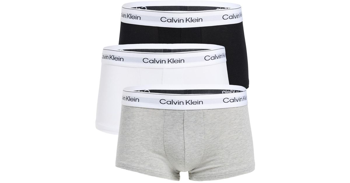 Calvin Klein Icon Cotton Stretch 3 Pack Low Rise Trunks in White for ...