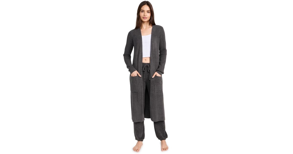 Barefoot Dreams Cozy Chic Ultra Lite Long Cardigan in Black | Lyst