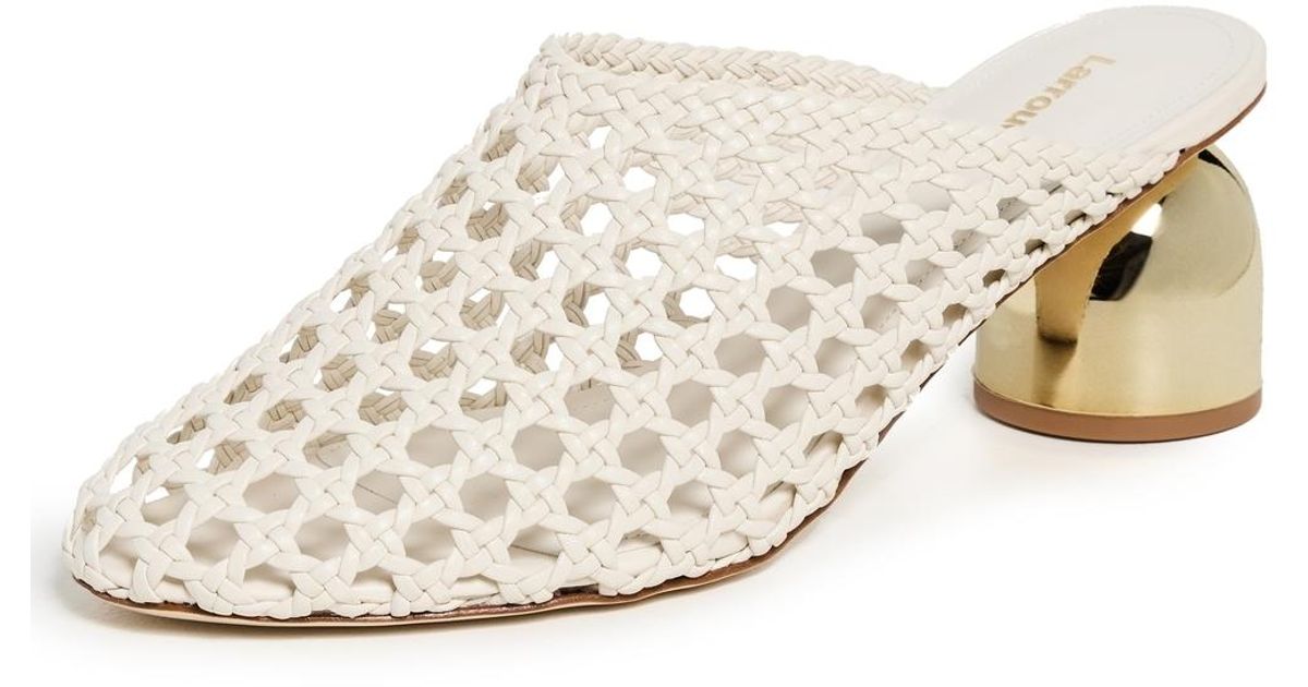 Larroude Dew Drop Macrame Mules in White | Lyst