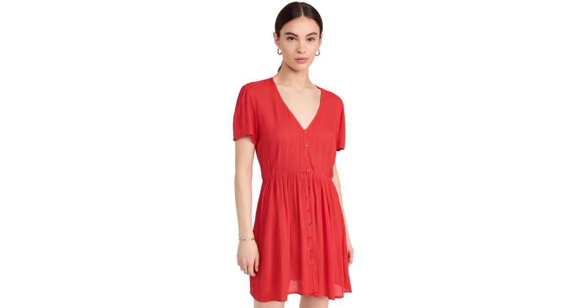 Playa Lucila Button Mini Dress in Red | Lyst