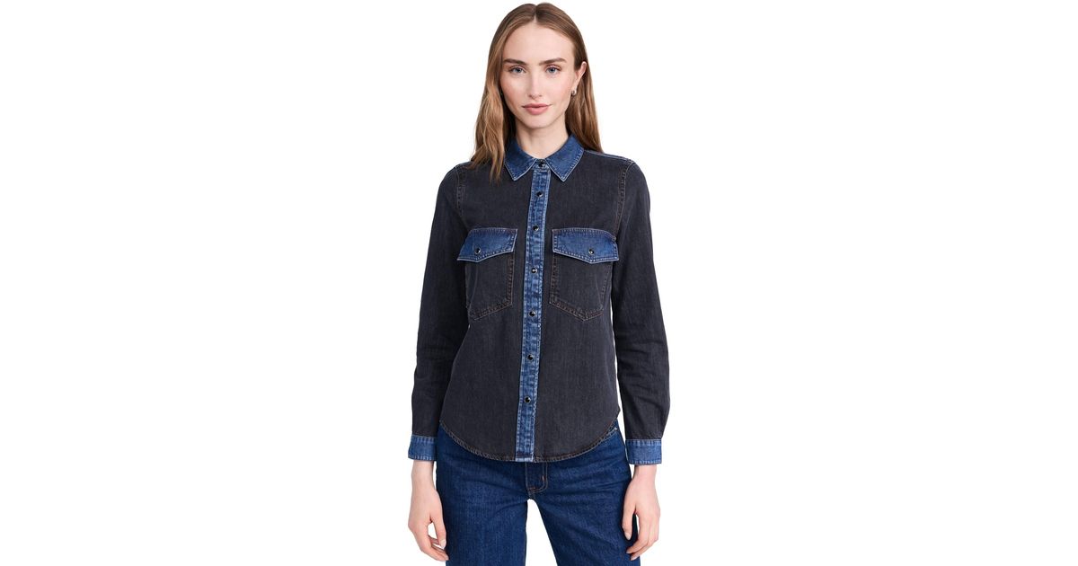 Veronica Beard Noah Colorblock Shirt in Blue | Lyst