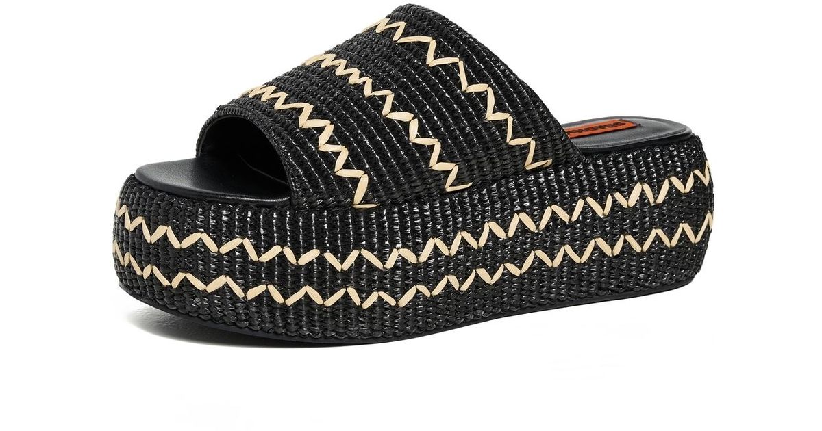 Simon Miller Zig Zag Raffia Cloudy Platform Sandals in Black | Lyst