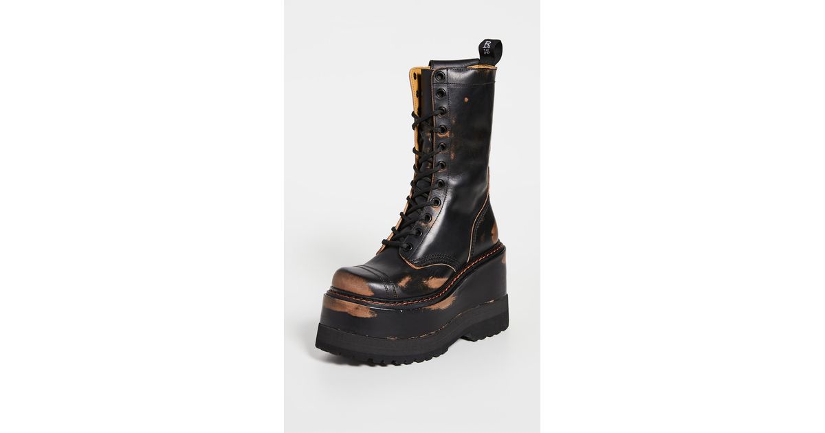 R13 Medium Platform Boots in Black | Lyst
