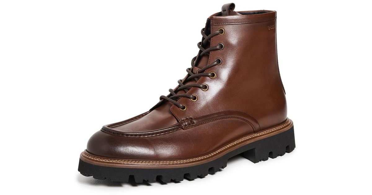 BOSS Half Boots With Apron Toe in Brown for Men | Lyst