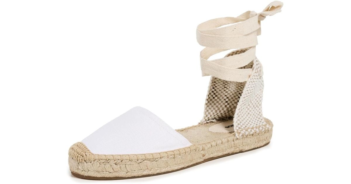 Soludos Lauren Lace-Up Espadrilles in White | Lyst