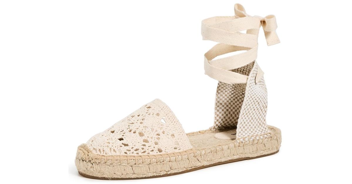 Soludos The Lauren Lace Up Crochet Espadrilles in White | Lyst
