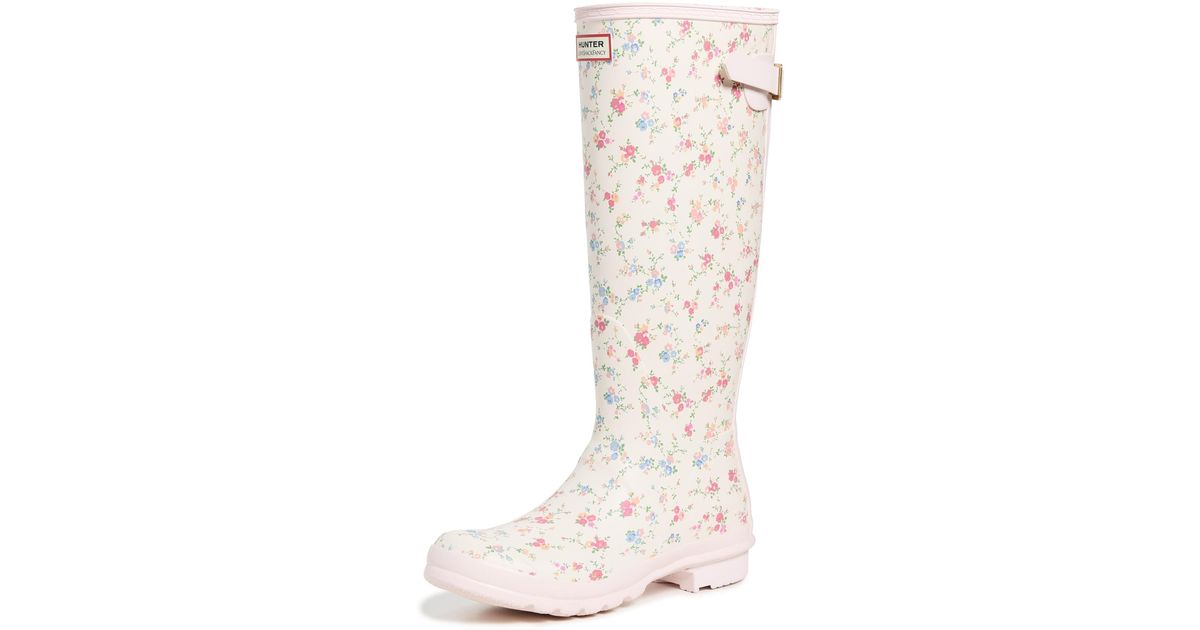 HUNTER X Loveshackfancy Original Tall Back Adjustable Boots in White | Lyst