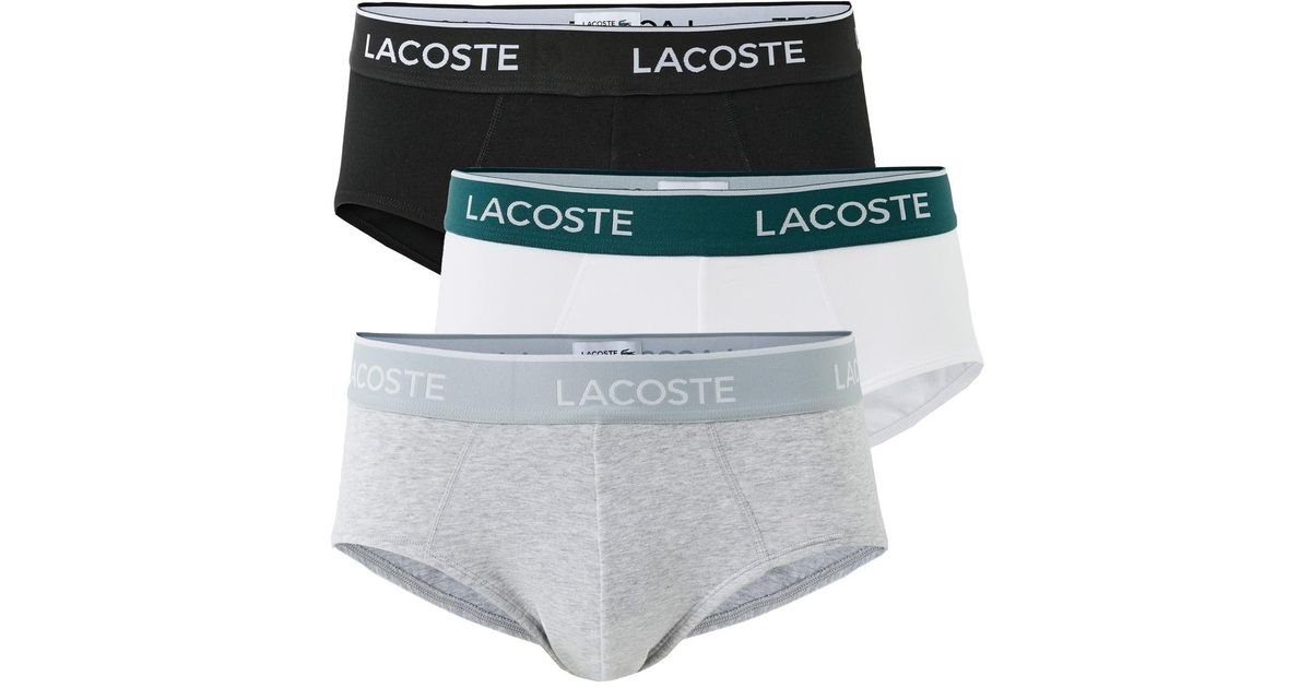 Lacoste Cotton Stretch Jersey Briefs 3 Pack in Black for Men | Lyst