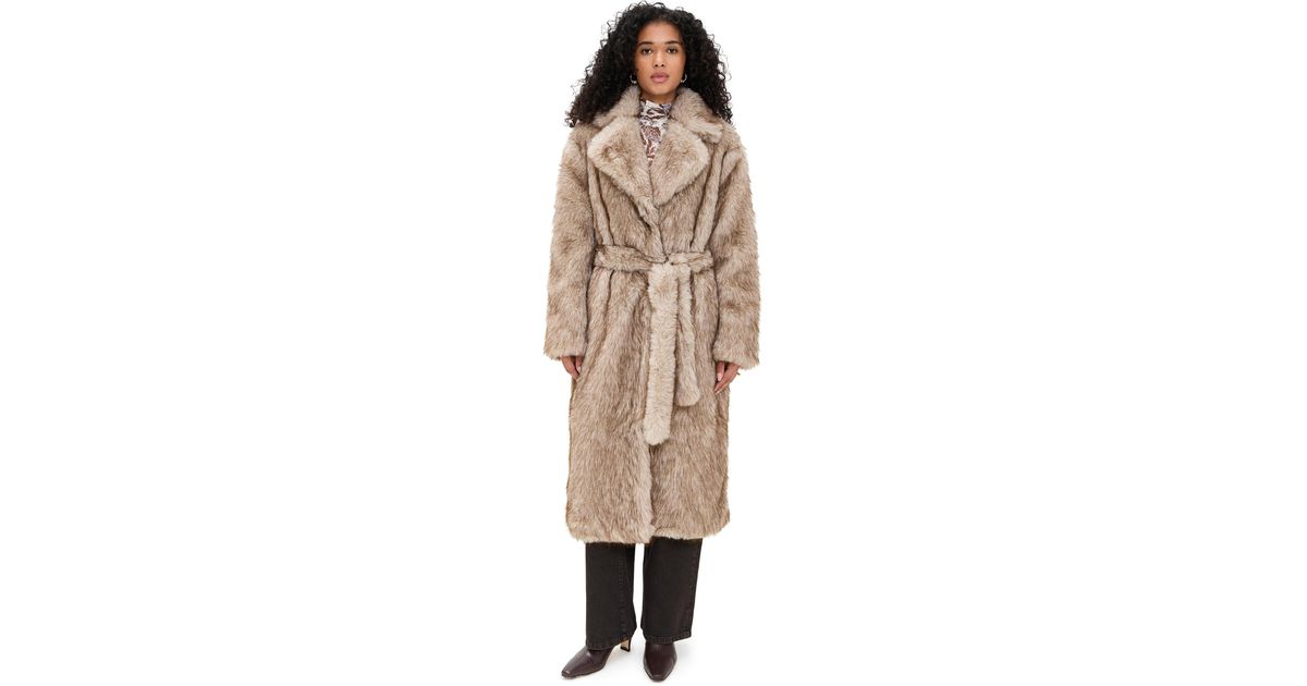 Bailey Rose Long Fur Coat in Natural | Lyst