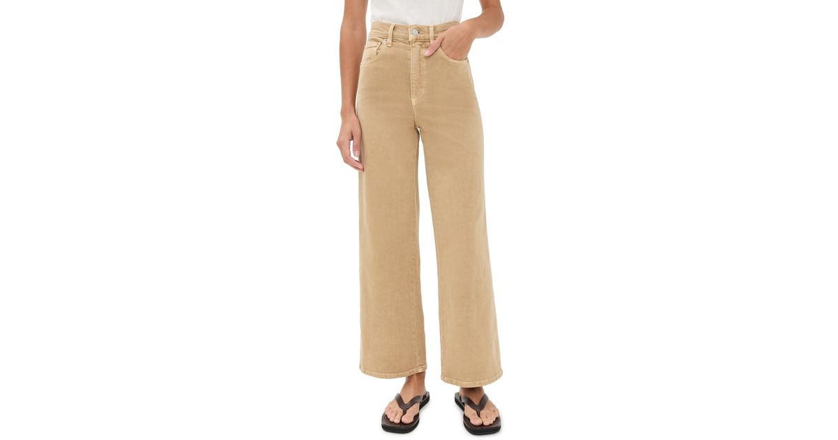 Le Jean Juliette Wide Leg Ankle High Rise Jeans in Natural | Lyst