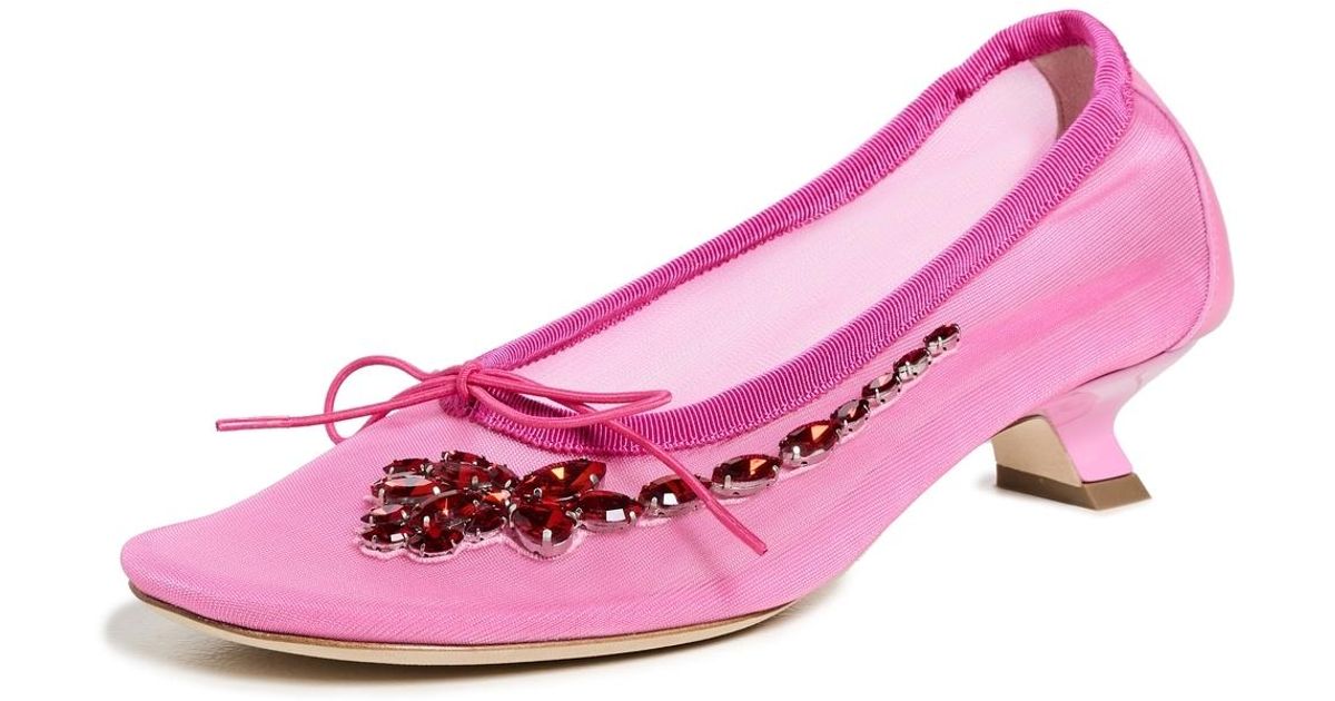 Simone Rocha Mesh Ballerina Heel Pumps in Pink | Lyst