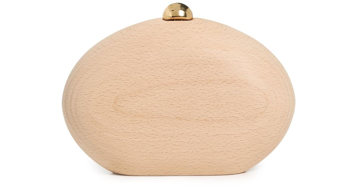 Alexis Athena Wood Clutch in Natural | Lyst