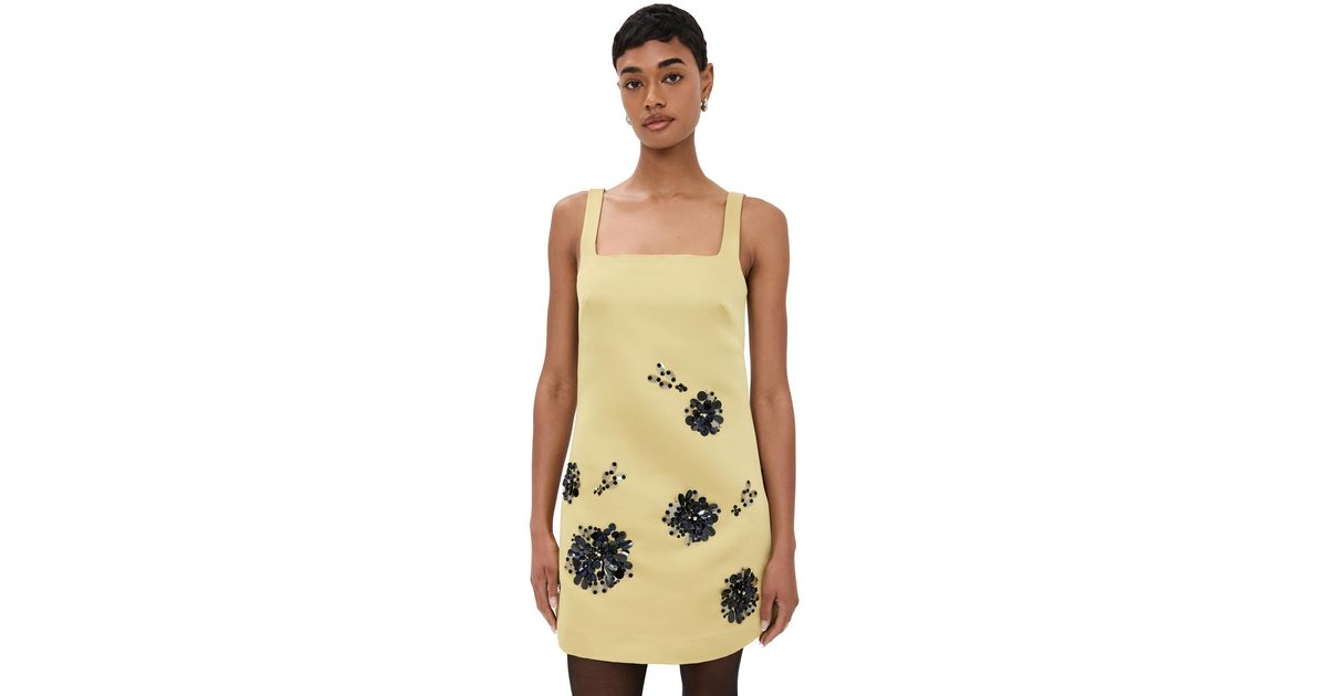 Tanya Taylor Barton Embellished Satin Dress in Natural | Lyst