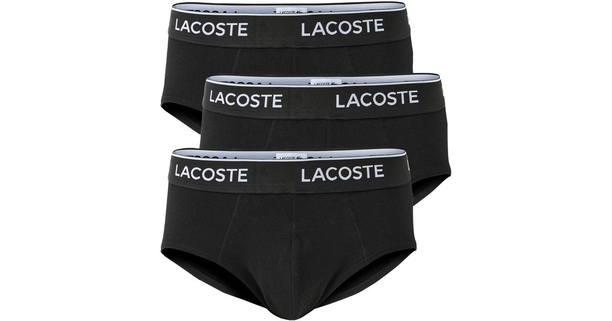Lacoste Cotton Stretch Jersey Briefs 3 Pack in Black for Men | Lyst