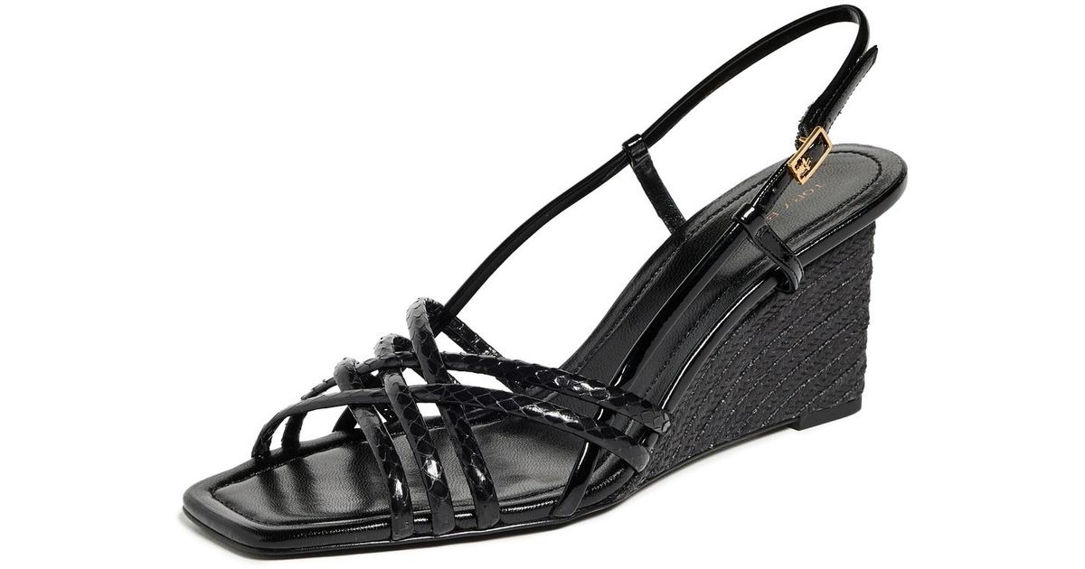 Tory Burch Multi Strap Wedge Sandals 75Mm in Black | Lyst