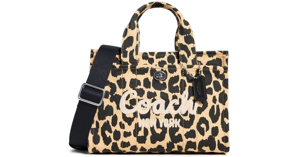 COACH Leopard Cargo Tote 26 in Black | Lyst