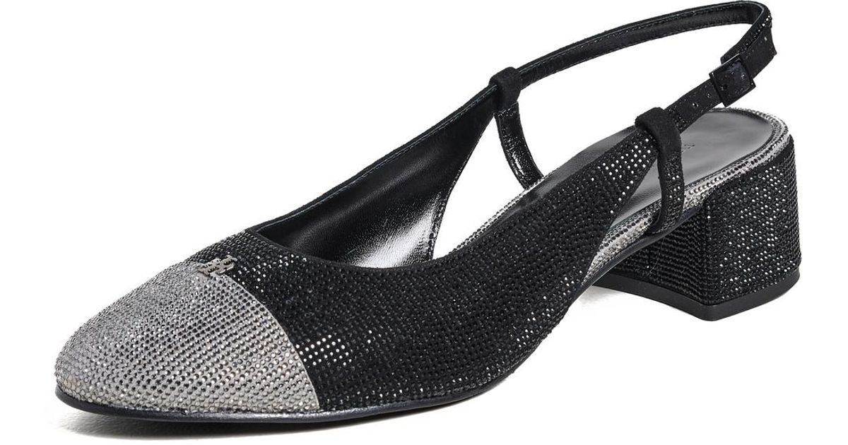 Tory Burch Cap Toe Pave Slingback Heels 4mm in Black | Lyst