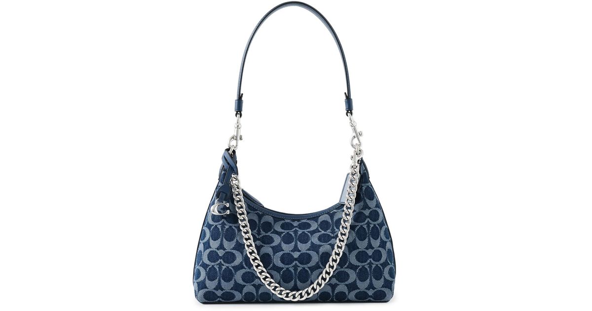 COACH Washed Denim Signature Juliet Shoulder Bag in Blue | Lyst