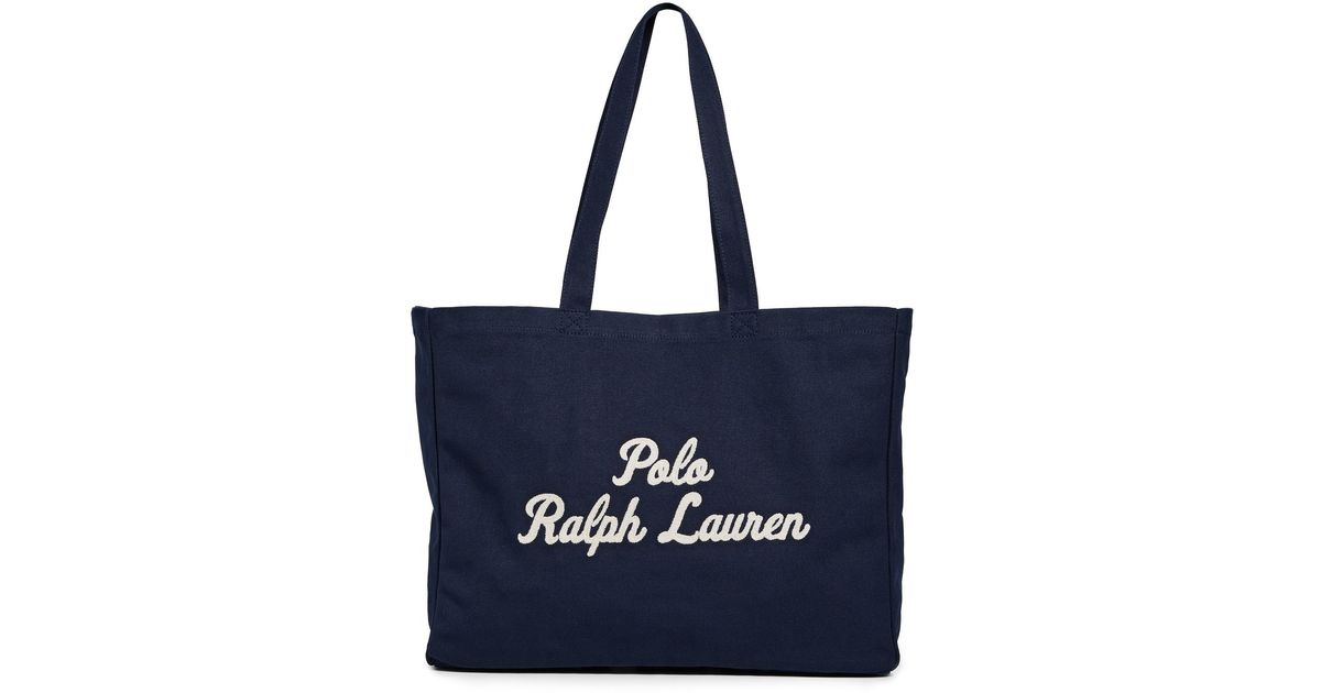 Polo Ralph Lauren Canvas Polo Rl Script Tote in Blue | Lyst